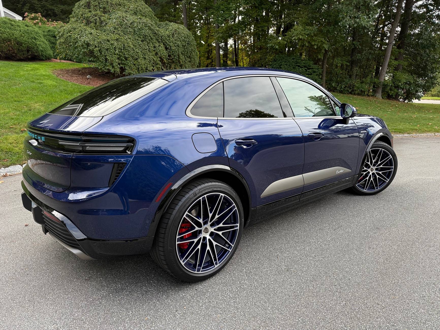 Beautiful new Gentian Blue / Bordeaux Red Macan Turbo EV Delivered ...